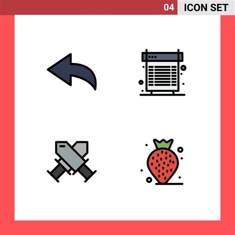 Mobile Interface Filledline Flat Color Set Of 4 Pictograms Of Arrow