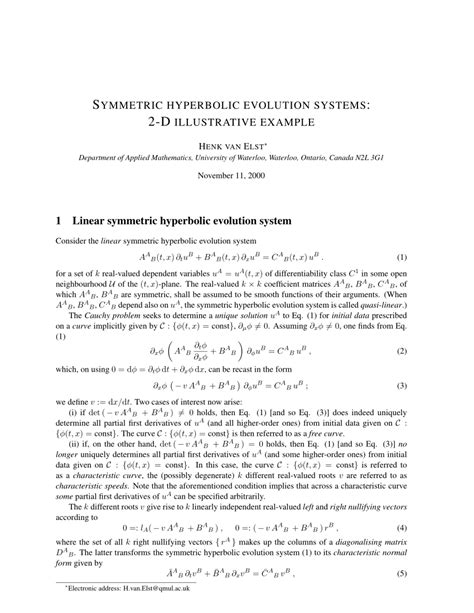 Pdf Symmetric Hyperbolic Evolution Systems 2 D Illustrative Example