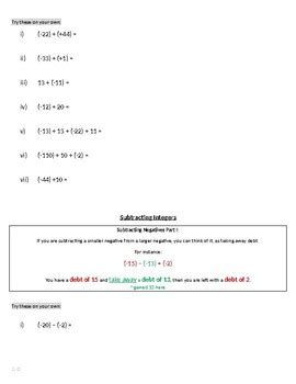 Integer Addition And Subtraction Study Guide By Sang Moo Lee TpT
