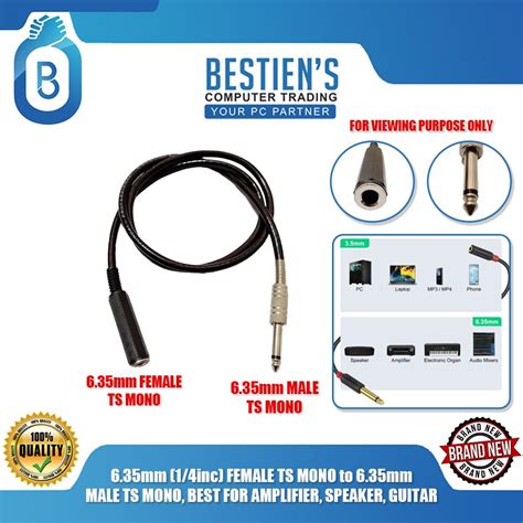 6 35mm 1 4inc FEMALE TS MONO To 6 35mm MALE TS MONO BEST FOR AMPLIFIER SPEAKER GUITAR