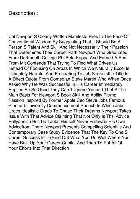 Ppt Download So Good They Cant Ignore You Full Powerpoint