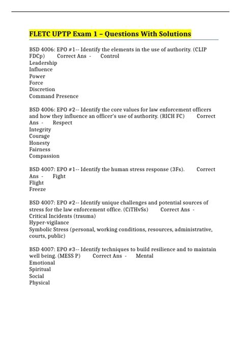 Fletc Uptp Exam 1 Questions With Solutions Uptp Stuvia Us