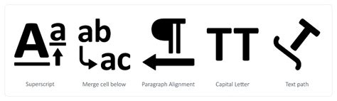 A Set Of 5 Editing Tools Icons As Subscript Merge Cell Below Paragraph
