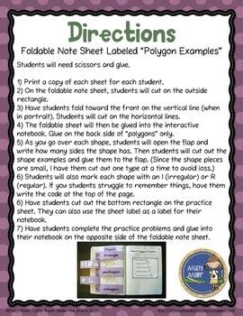 Polygons Interactive Notebook By Misty Miller Teachers Pay Teachers