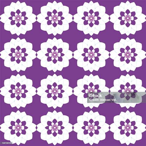 강력하고 독특한 클레마티스 테마의 퍼플과 화이트 컬러의 플로럴 패턴 다크 다마스크 모티브가 반복됩니다 개성 개념에 대한 스톡 벡터 아트 및 기타 이미지 Istock