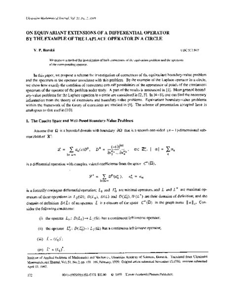 Pdf On Equivariant Extensions Of A Differential Operator By The Example Of The Laplace