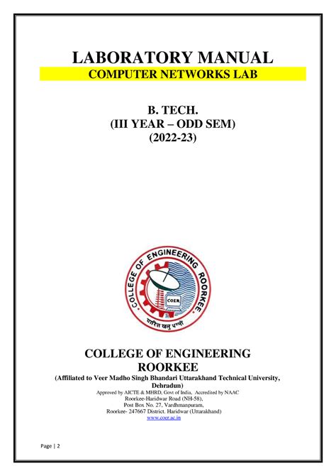 Cn Lab Manual Page 2 Laboratory Manual Computer Networks Lab B