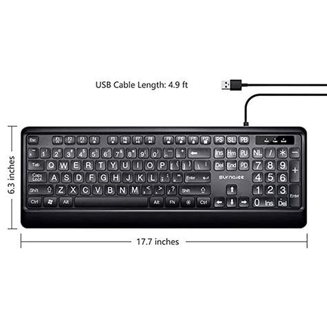 Large Font Print Usb Led Backlit Keyboard 104 Keys Vicedeal