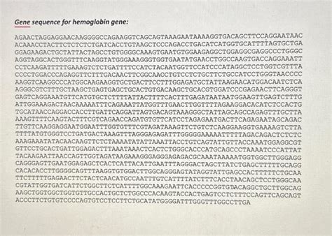 Solved Gene Sequence For Hemoglobin Gene