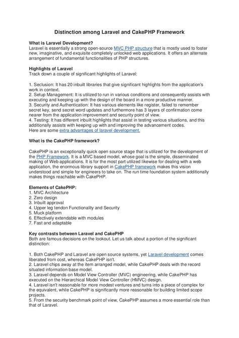 Distinction Among Laravel And CakePHP Framework Pdf