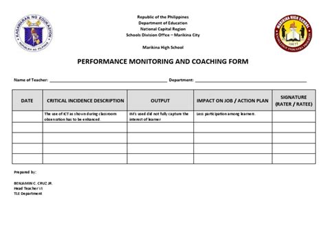 Performance Monitoring And Coaching Form Pdf