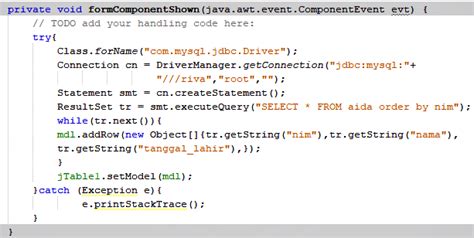 tutorial java data tabel dalam database