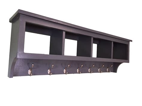 Cubby Shelf With Hooks Entryway Organizer Basket Storage Shelf Wall Hanging Shelf With