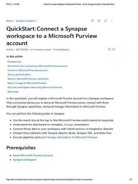 Connect Synapse Workspace To Microsoft Purview Azure Synapse Analytics Microsoft Docs