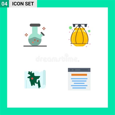 4 Thematic Vector Flat Icons And Editable Symbols Of Demo Flask Bangla India Bangladesh