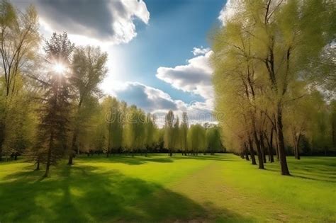 Landscape With Trees Generative Ai Stock Illustration Illustration