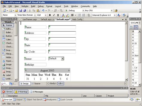 Using Profiles ASP NET