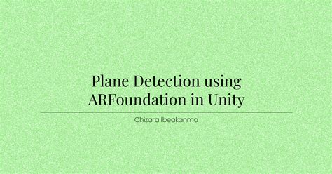 Plane Detection Using Arfoundation In Unity