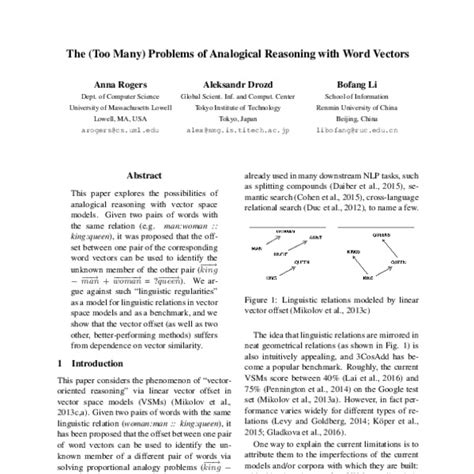 The Too Many Problems Of Analogical Reasoning With Word Vectors Acl