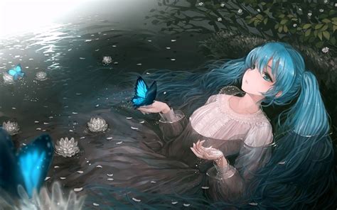 Anime Girl Water Wallpapers Wallpaper Cave