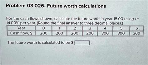 problem 03 026 future worth calculations for the cash flows shown