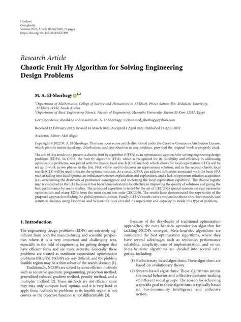 Pdf Chaotic Fruit Fly Algorithm For Solving Engineering Design Problems
