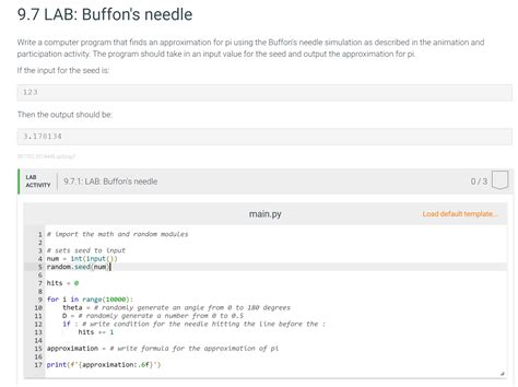Solved 97 Lab Buffons Needle Write A Computer Program That Finds