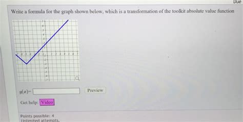 solved due write a formula for the graph shown below which