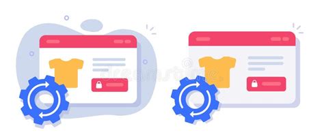 Online Store Shop Development Setting Up Icon Vector Graphic Set Internet Ecommerce Web Site