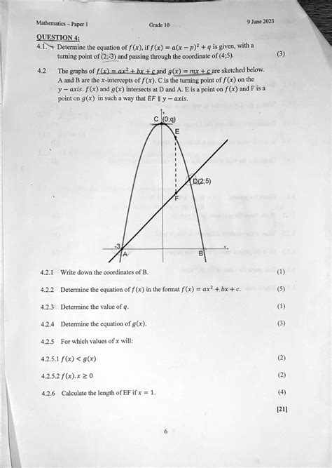 mathematics paper 1 question 4 grade 10 9 june 2023 turning point of 2