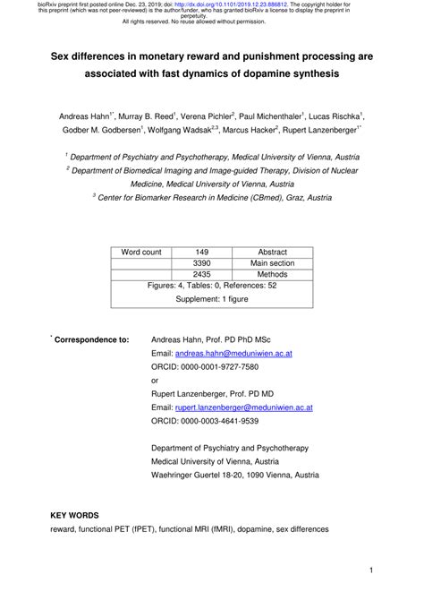 Pdf Sex Differences In Monetary Reward And Punishment Processing Are Associated With Fast