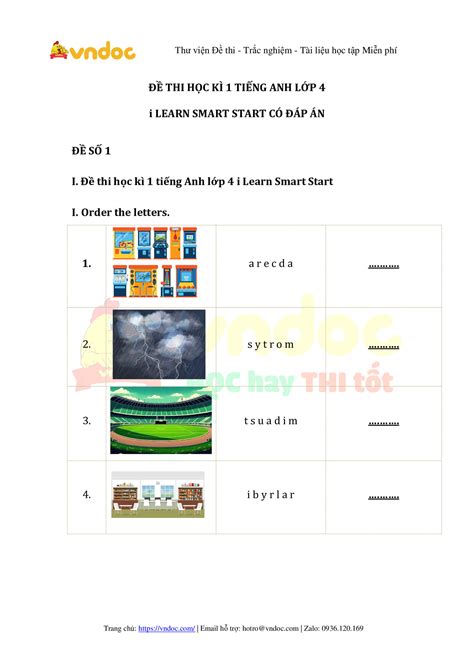 Bộ đề thi học kì 1 tiếng Anh 4 i Learn Smart Start - Năm 2023 - 2024 - VnDoc.com