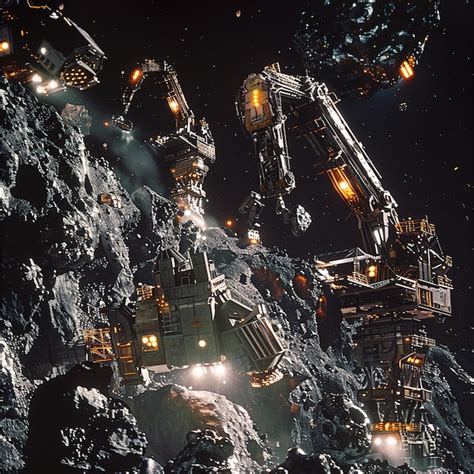 Realistic Asteroid Mining Operation In Deep Space Premium Ai Generated Image