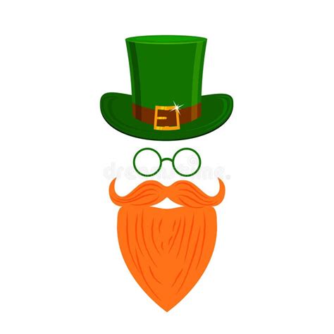 Leprechaun Character With Red Beard Green Hat Glasses And No Face