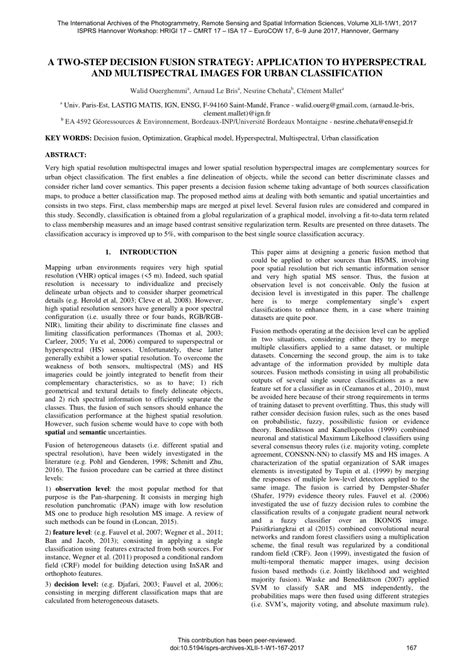 Pdf A Two Step Decision Fusion Strategy Application To Hyperspectral And Multispectral Images