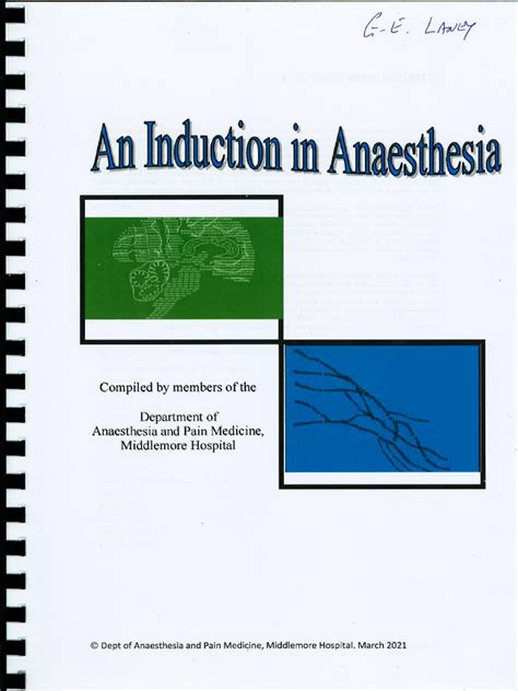 Induction To Anaesthesia Booklet Pdf