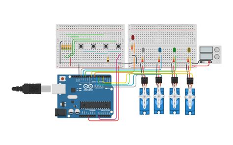 Circuit Design Led And Servo Arrays Plus 4 X Buttons From One Input