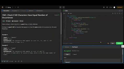 1941 Check If All Characters Have Equal Number Of Occurrences Youtube