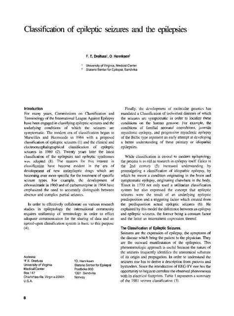 Pdf Classification Of Epileptic Seizures And The Epilepsies Dokumen