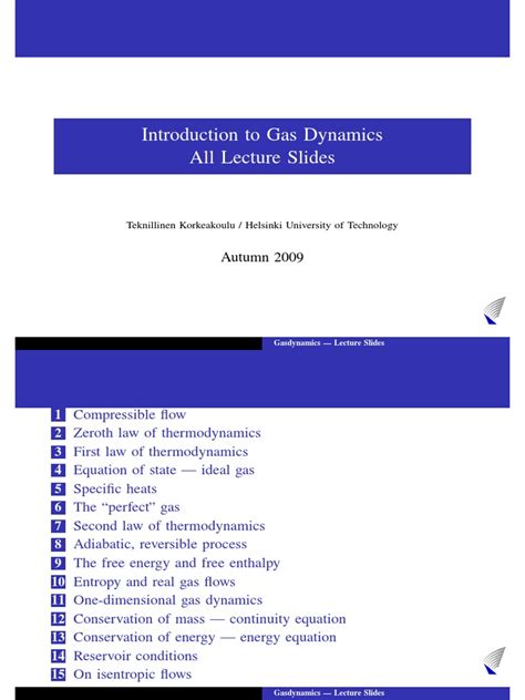 introduction to gas dynamics all lecture slides autumn 2009 pdf