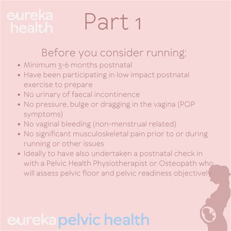 Postnatal Return To Running Checklist Pelvic Floor Eureka Health