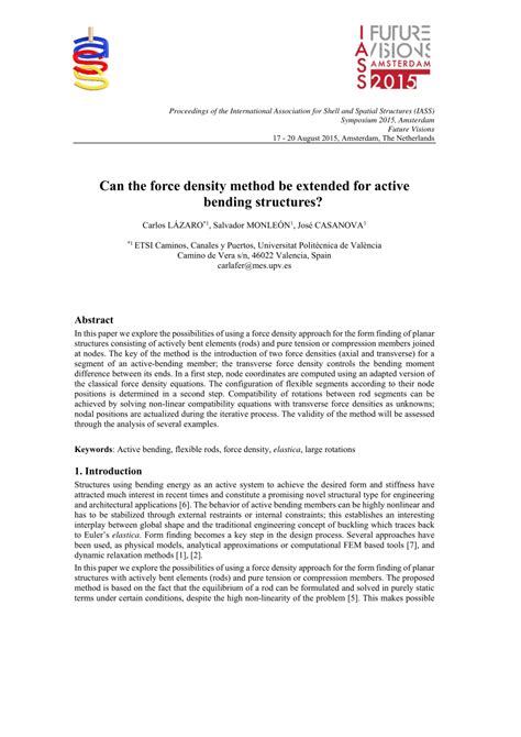 Pdf Can The Force Density Method Be Extended For Active Bending Structures