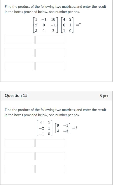Solved Subtract The Following Matrices And Enter The Final Chegg