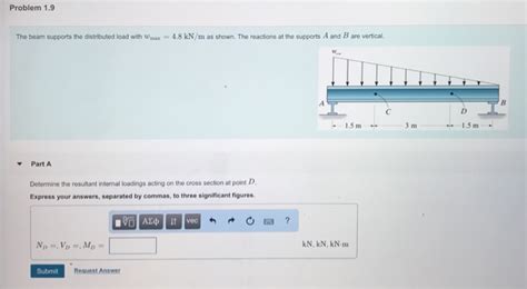 Solved Problem 1 9 The Beam Supports The Distributed Load Chegg Com