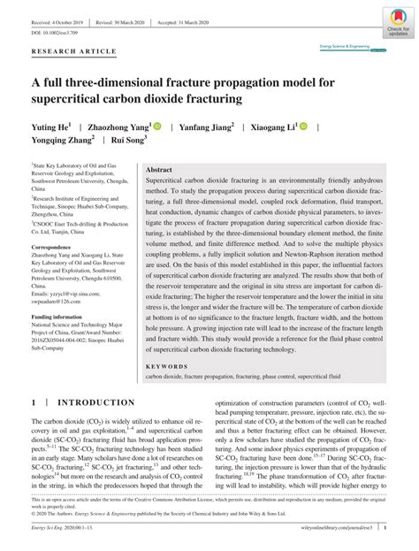 Pdf A Full Three‐dimensional Fracture Propagation Model For