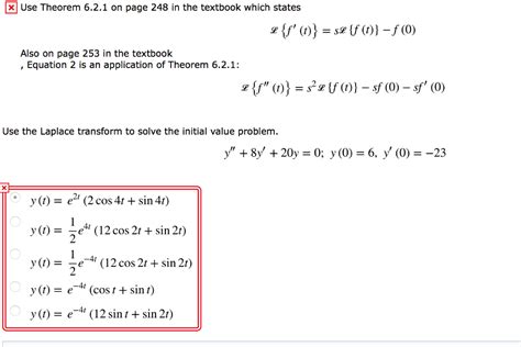 Solved X Use Theorem 6 2 1 On Page 248 In The Textbook Which Chegg Com