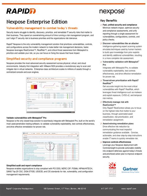 Nexpose Enterprise Edition Vulnerability Management To Combat Todays Threats Pdf