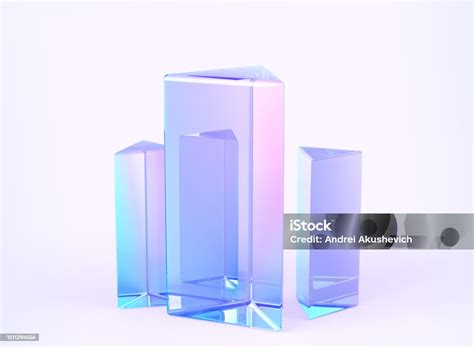 유리 삼각형 받침대 또는 연단 추상적인 기하학적 빈 박물관 무대 시상식 또는 제품 발표를 위한 크리스탈 전시 전시 갤러리 플랫폼
