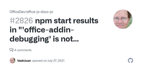 Npm Start Results In Office Addin Debugging Is Not Recognized · Issue 2826 · Officedev