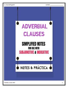 How To Teach Adverbial Clauses Notes And Practice By SIMPLIFY Un Poco